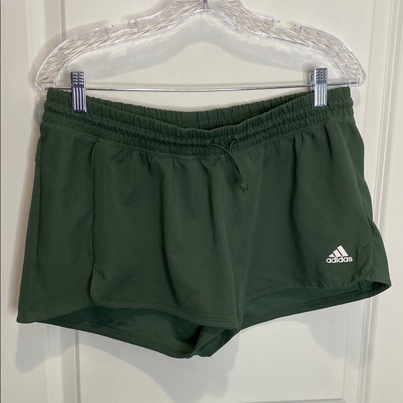 adidas | Shorts | Adidas Green Ribbed Athletic Shorts Lightweight ...